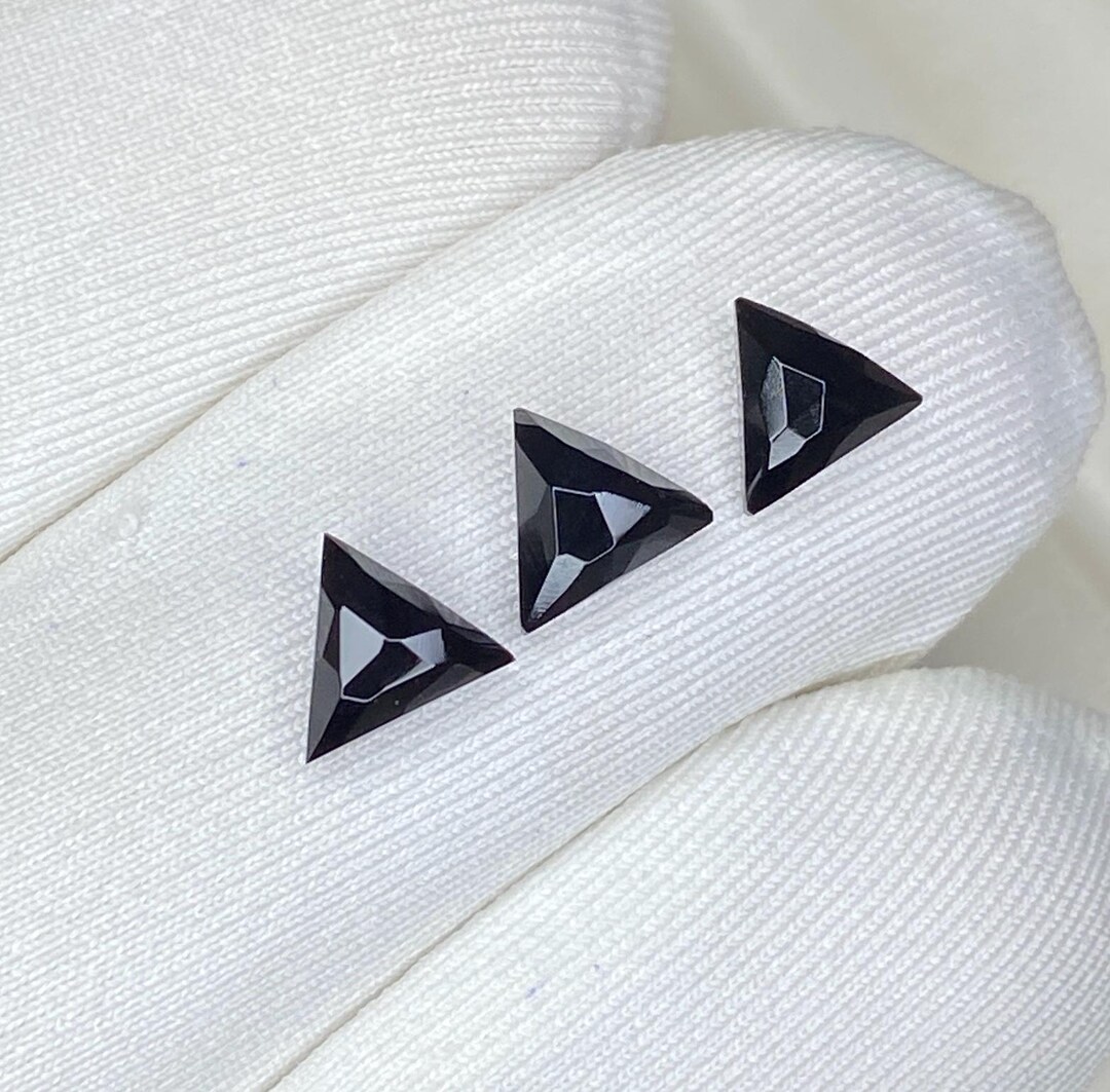 Faceted Black Onyx Triangle Gemstone | AAA Quality, Jewelry Making (6 ...