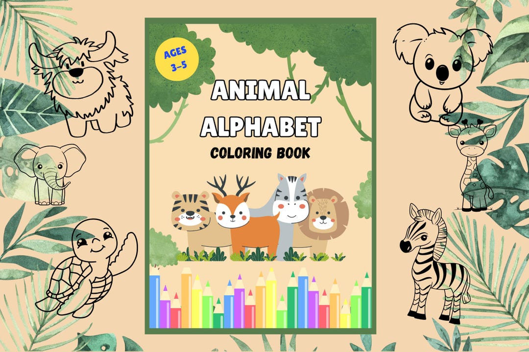 Educational Alphabet Animal Coloring Book/printable and Editable - Etsy