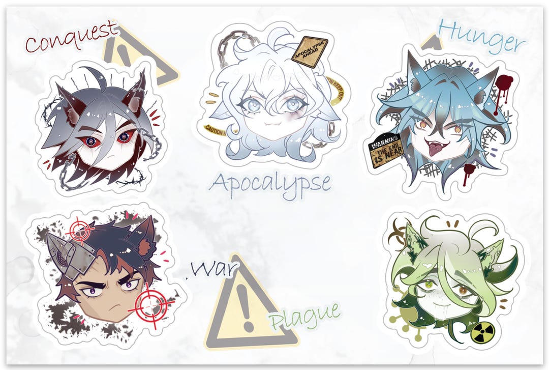 Chibi Apocalypse Wolf Sticker Set – Cute Anime Horsemen of the ...
