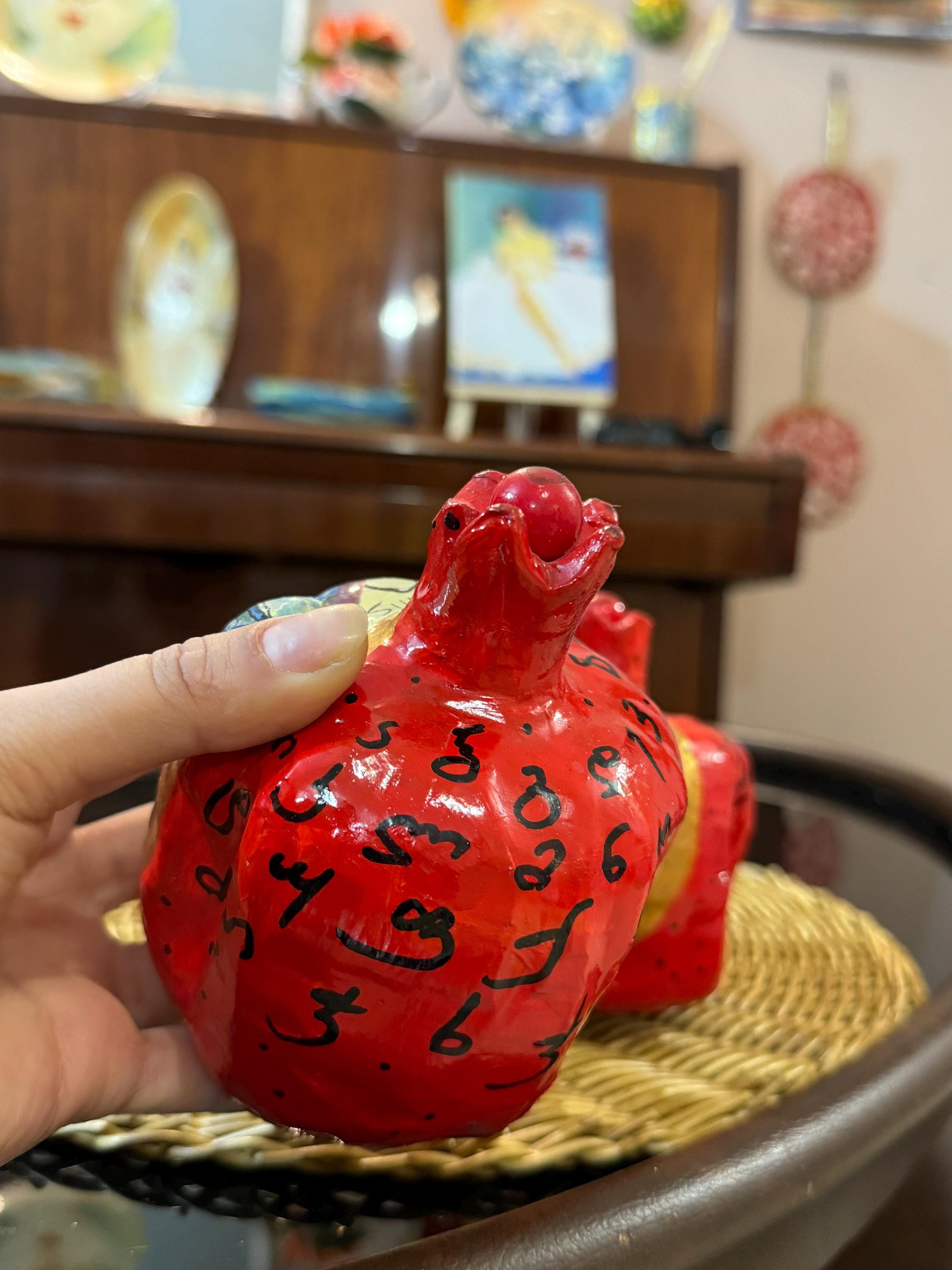 Hand-painted Decorative Pomegranate – Cat Lovers Art, Whimsical ...