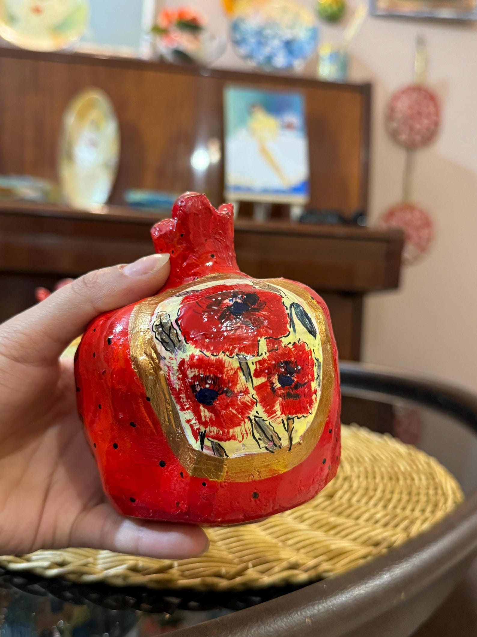 Hand-painted Decorative Pomegranate – Cat Lovers Art, Whimsical ...