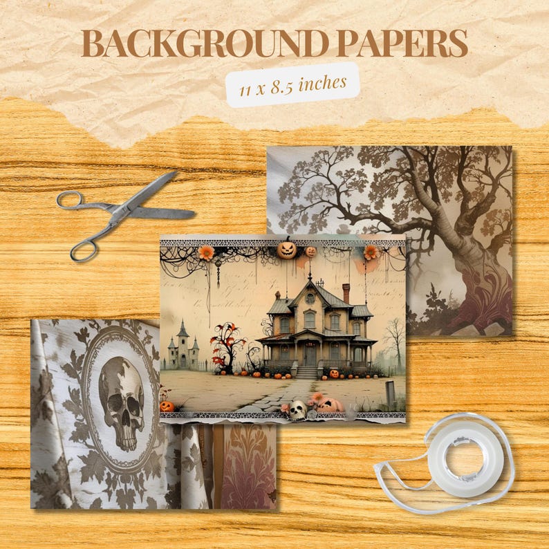 Gothic Victorian Halloween Background Papers | Dark Vintage Junk ...