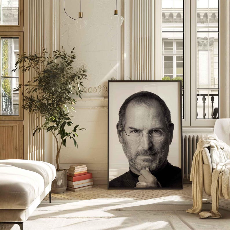 Steve Jobs Portrait Poster Print – Entrepreneurs Canvas Wall Art ...