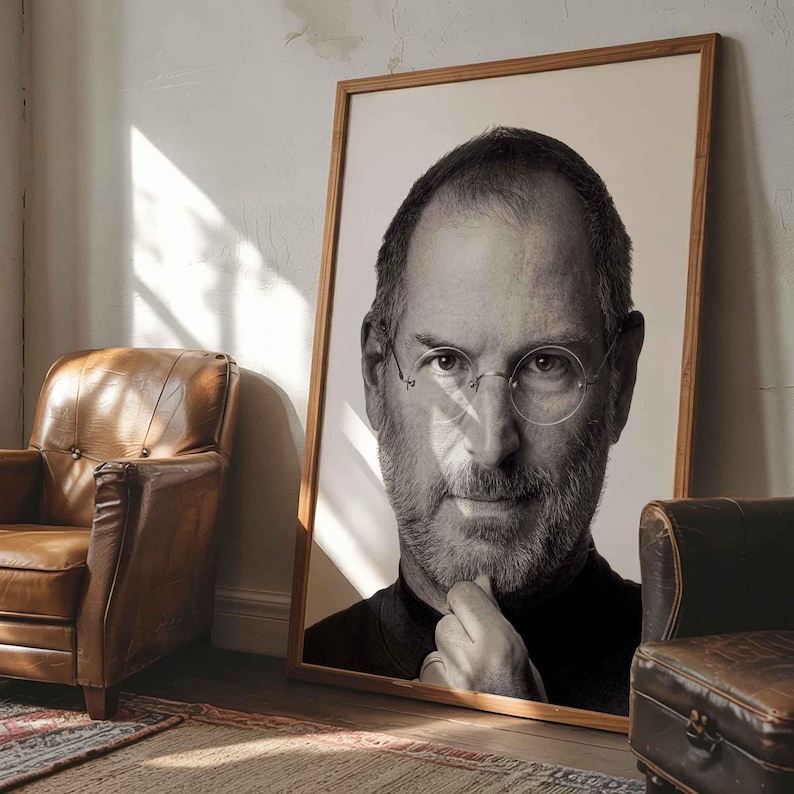 Steve Jobs Portrait Poster Print – Entrepreneurs Canvas Wall Art ...