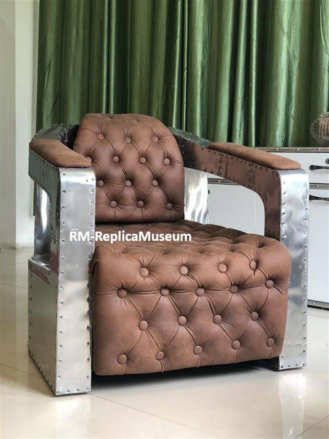 Aluminum Aviator Chair Brown Leather Seat Armchair Luxury, Comfort and ...