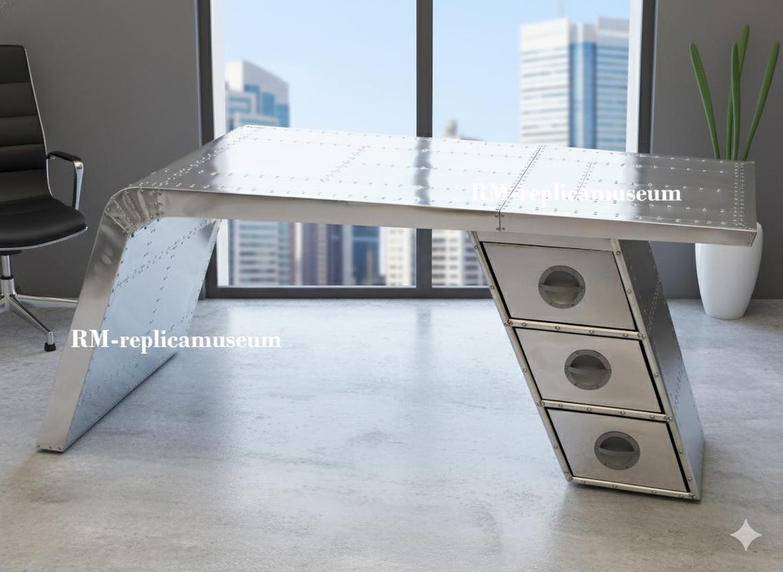 Aluminium Aviator Wing Desk Writing Table Home & Office Furniture Three ...