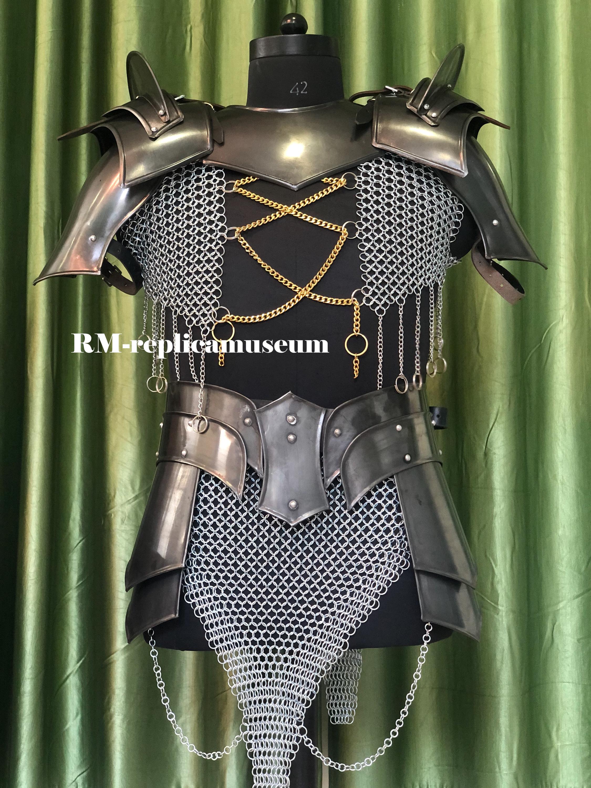 Medieval Armor Suit – 18 Gauge Steel Shoulder + Gorget With Tasset Belt ...