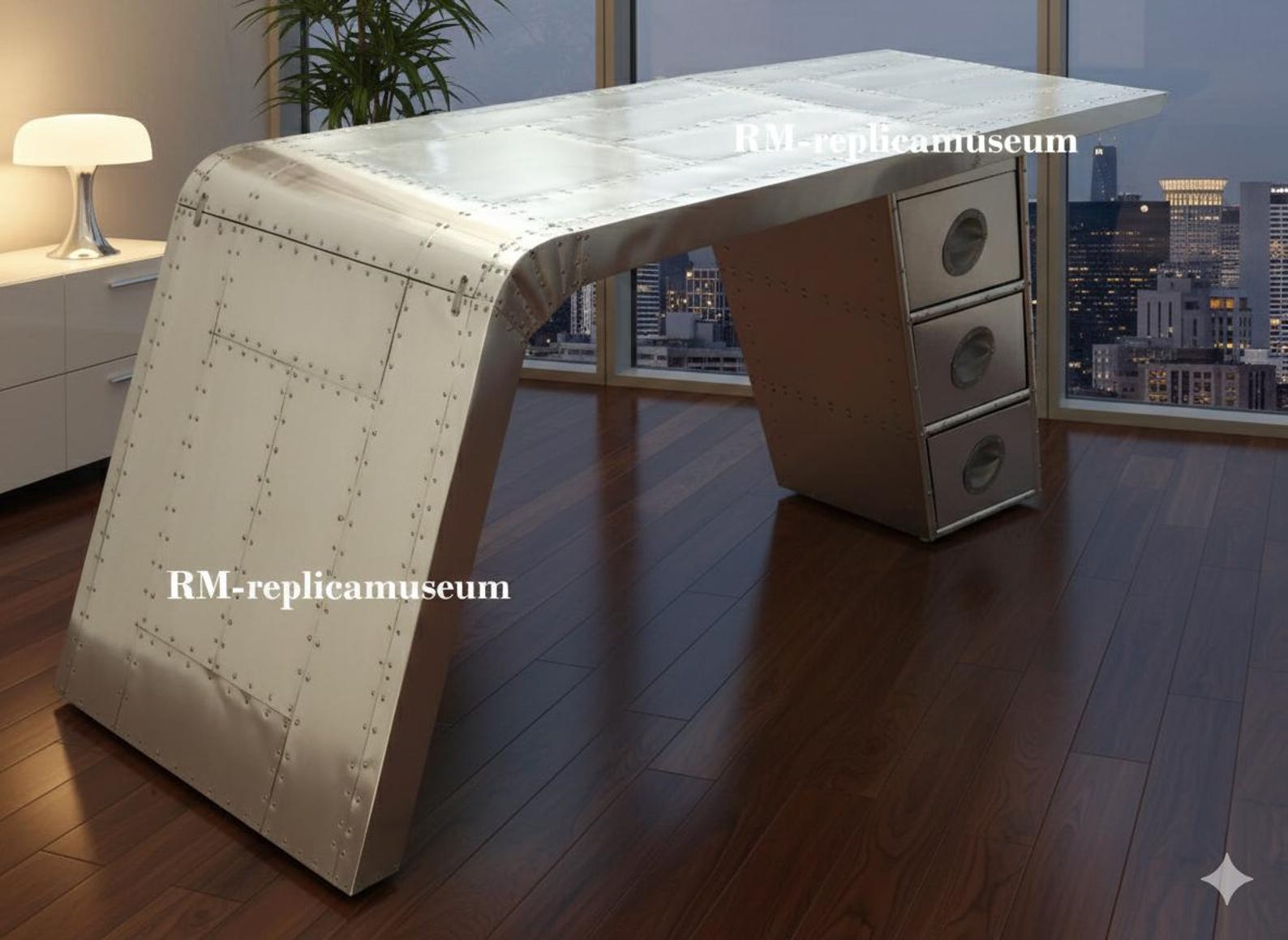 Aluminium Aviator Wing Desk Writing Table Home & Office Furniture Three ...