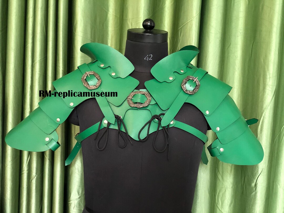 Medieval Leather Shoulder Armor W/gorget Viking Cosplay Samurai Armour ...