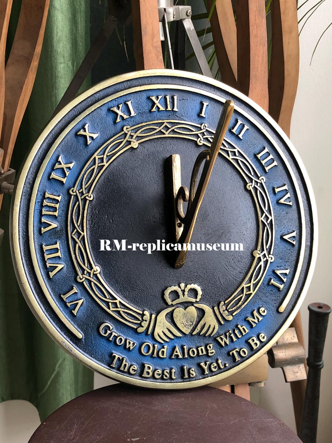 Solid Brass Sundial Grow Old With Me Poem 10 Inch Round Sundial for ...