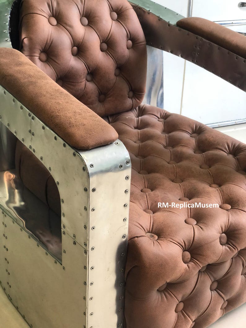 Aluminum Aviator Chair Brown Leather Seat Armchair Luxury, Comfort and ...