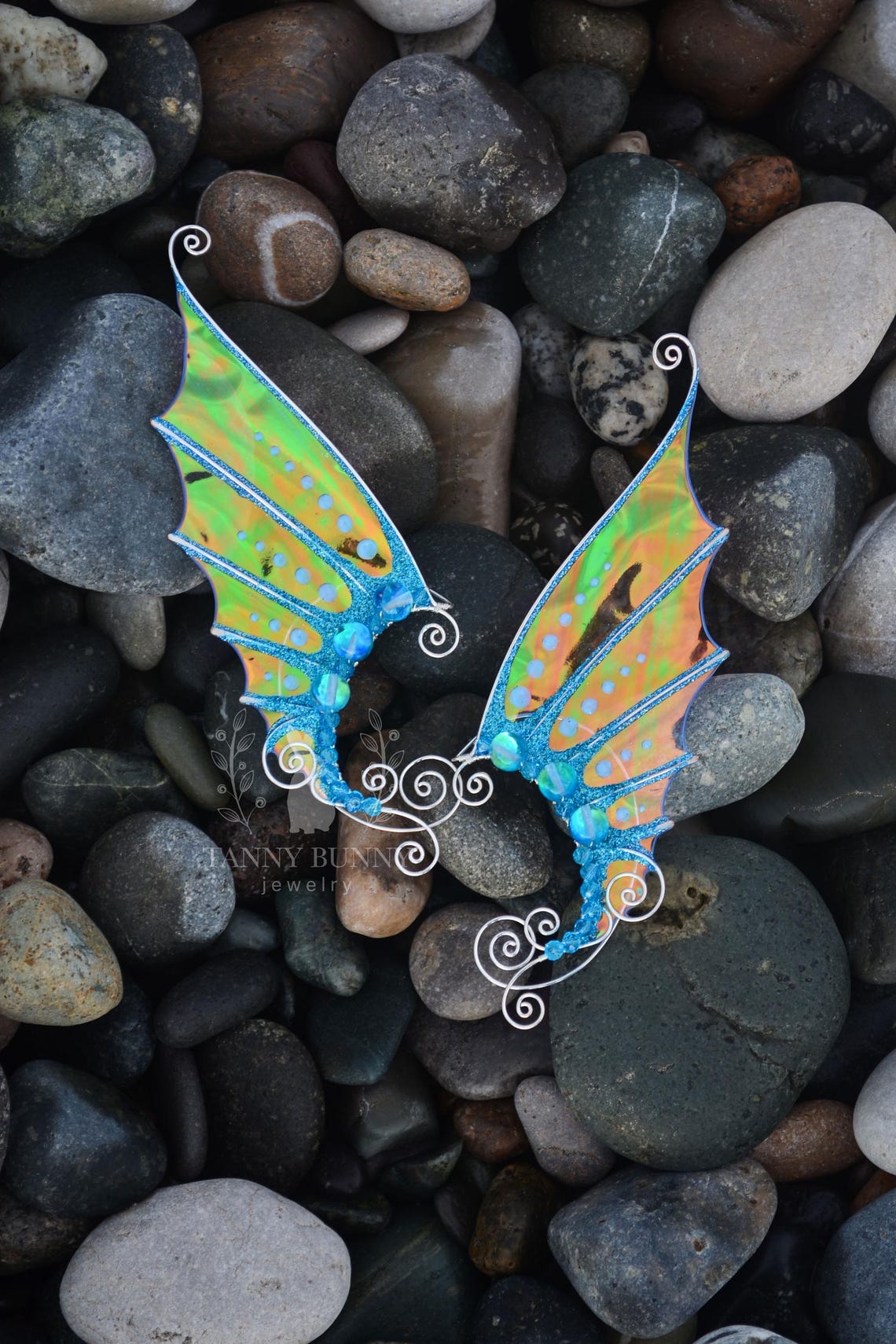 Iridescent Mermaid Ear Cuffs: Blue & Gold Fantasy Cosplay Jewelry, No ...