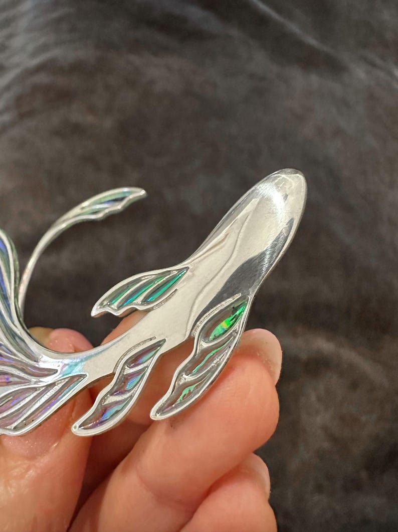 Sterling Silver Mermaid Ear Cuff: Iridescent Fantasy Fish Earrings - Etsy
