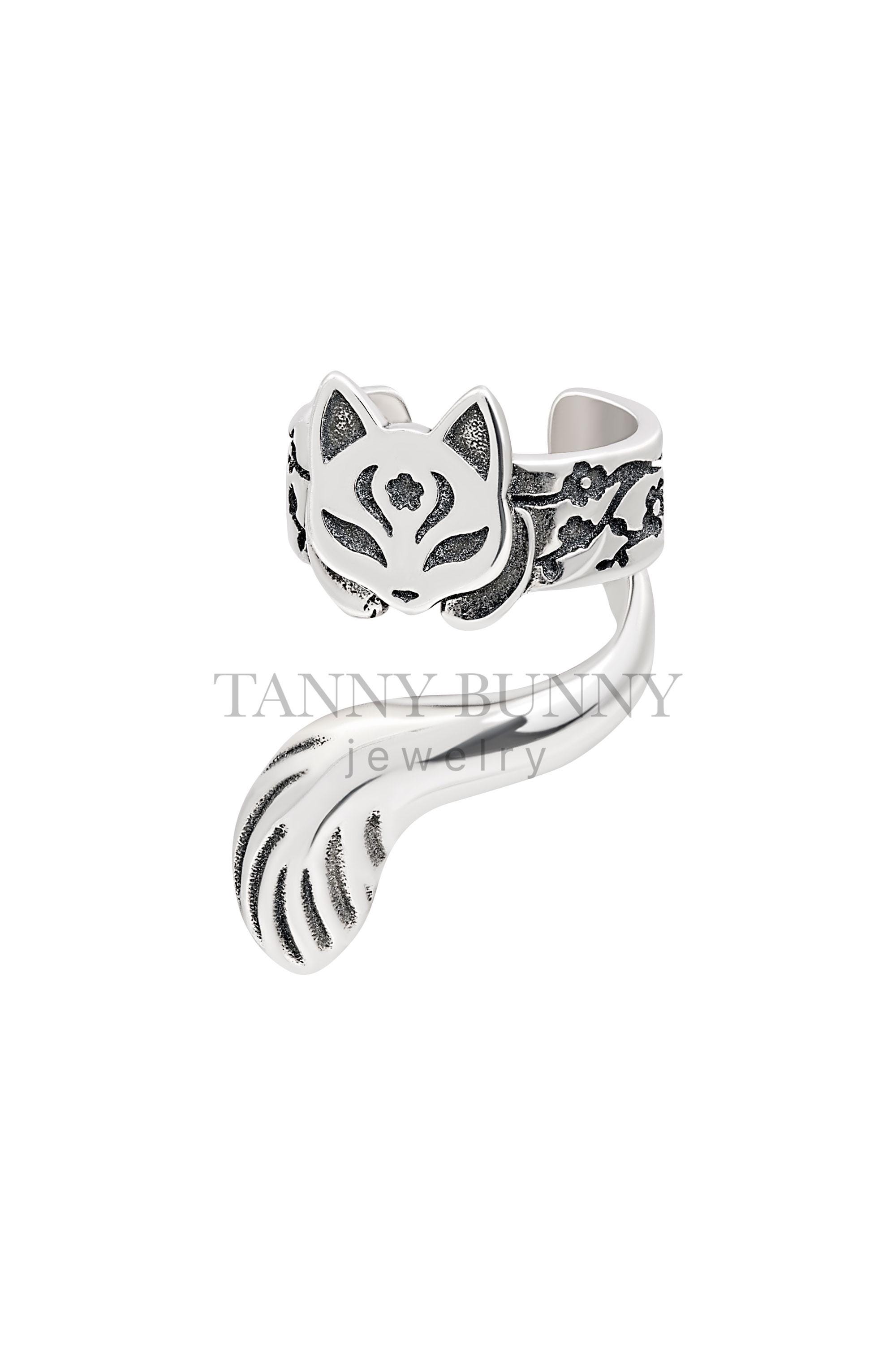 Kitsune Ear Cuff Silver Japanese Cat Earrings No Piercing Cartilage ...