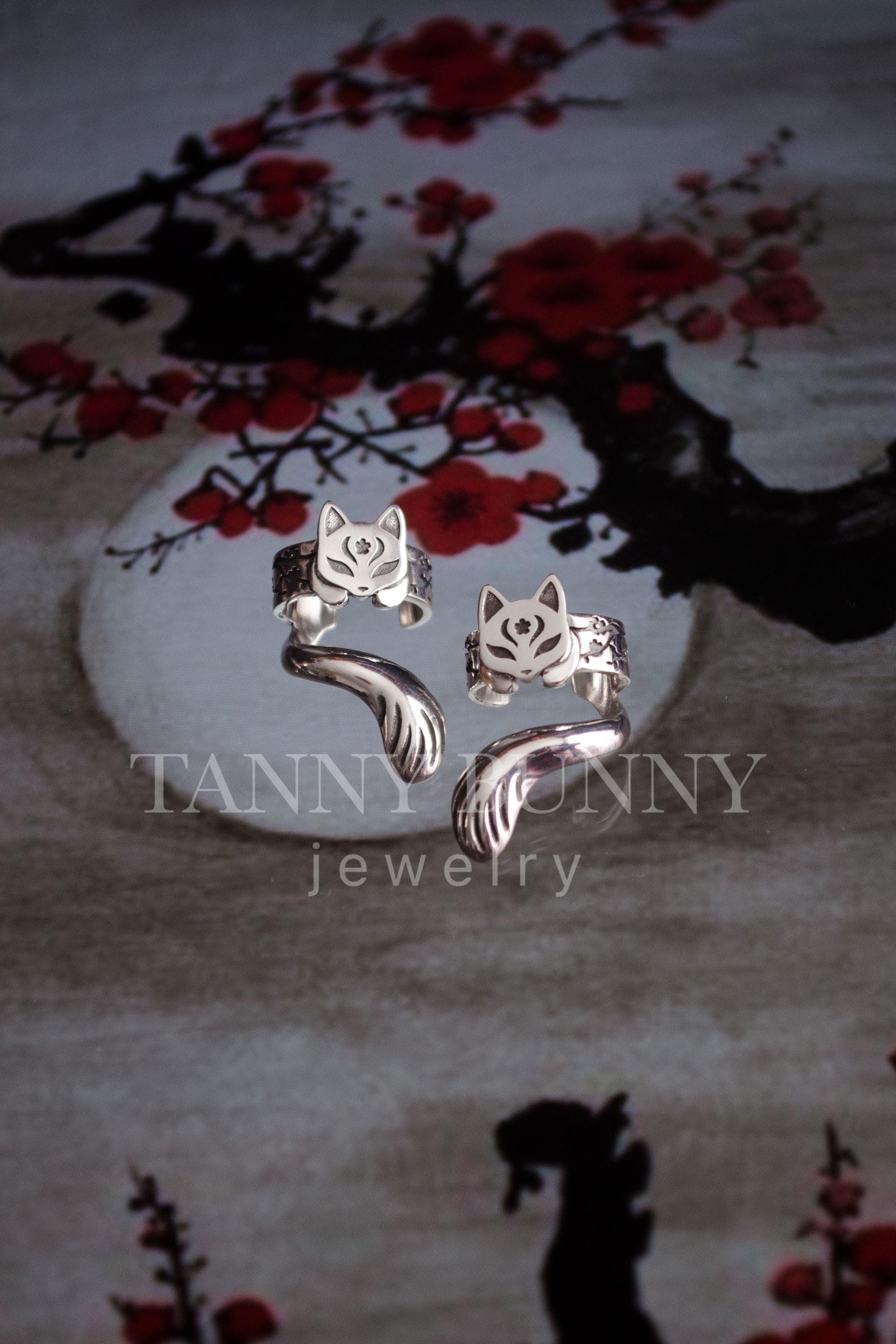 Kitsune Ear Cuff Silver Japanese Cat Earrings No Piercing Cartilage ...
