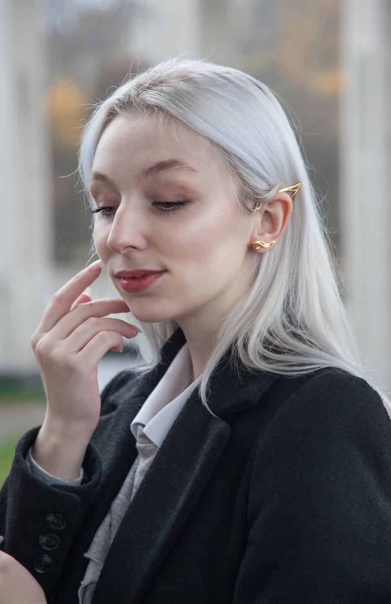 Gold Plated Sterling Silver Elf Ear Cuff: No Piercing Fantasy Earring ...