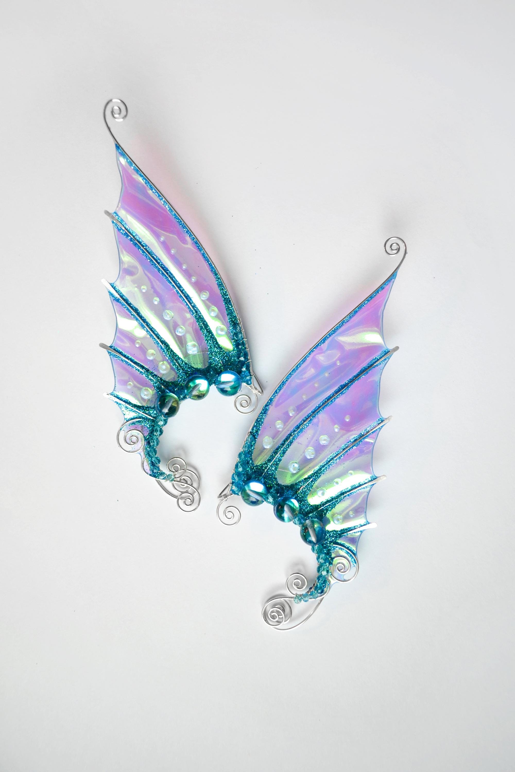 Iridescent Mermaid Ear Cuffs: Blue & Gold Fantasy Cosplay Jewelry, No ...