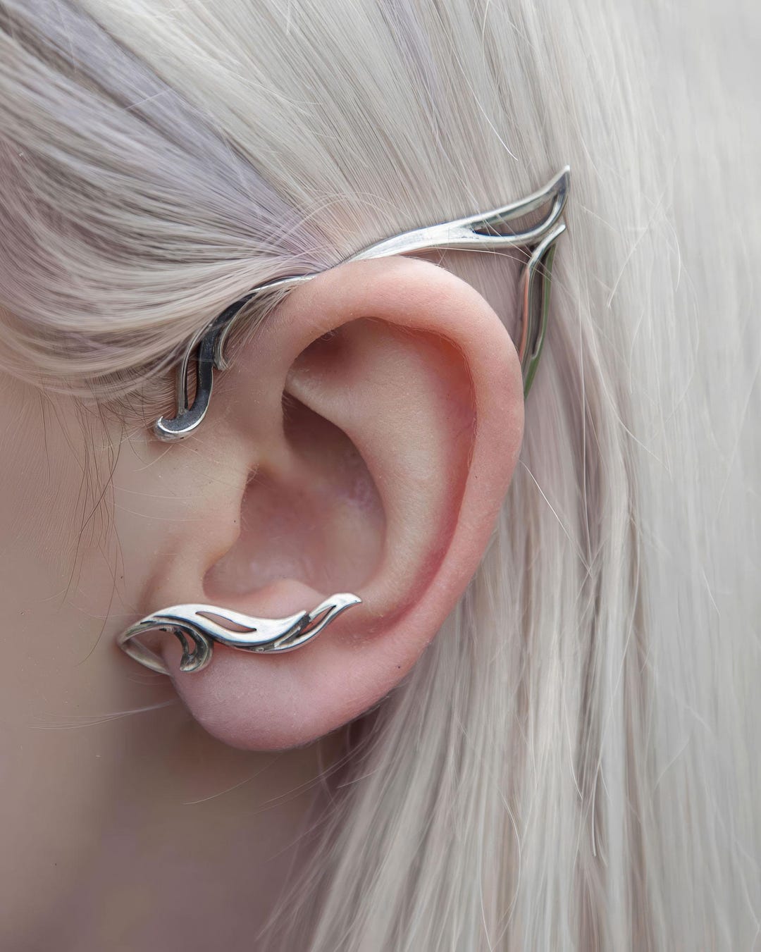 Sterling Silver Elf Ear Cuff: Fantasy Elven Earring, Ren Faire Jewelry ...