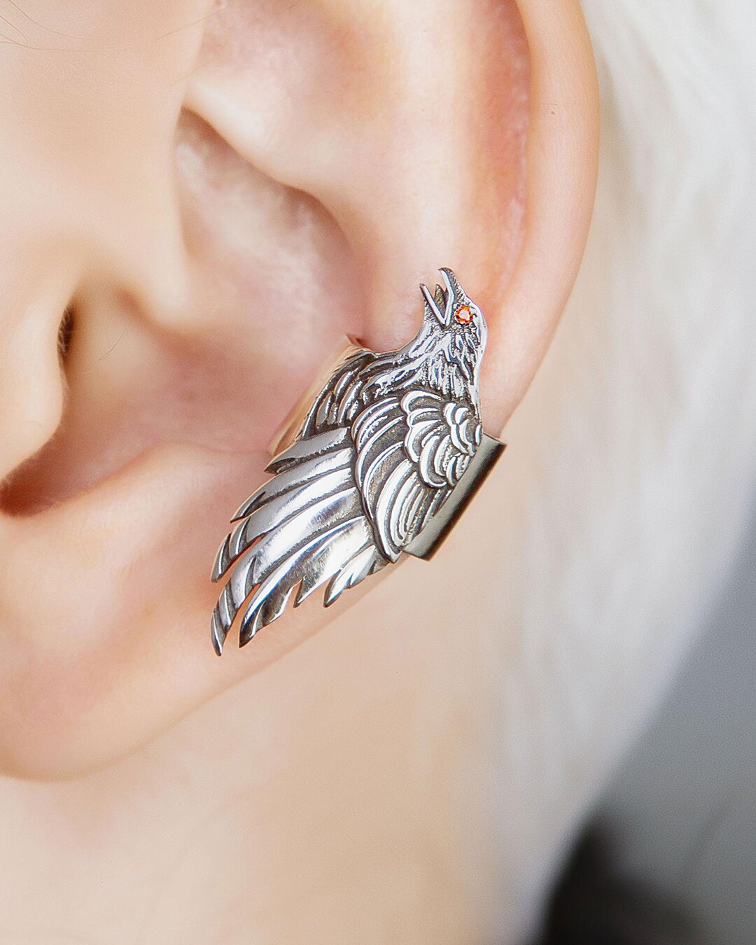 Raven Ear Cuff Sterling Silver Gothic Bird Earring No Piercing ...