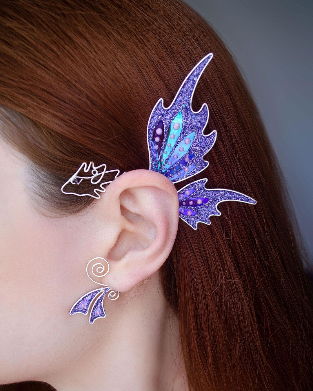 Fairy Dragon Ear Cuff – Purple Fantasy Dragon Wing Jewelry, No Piercing ...