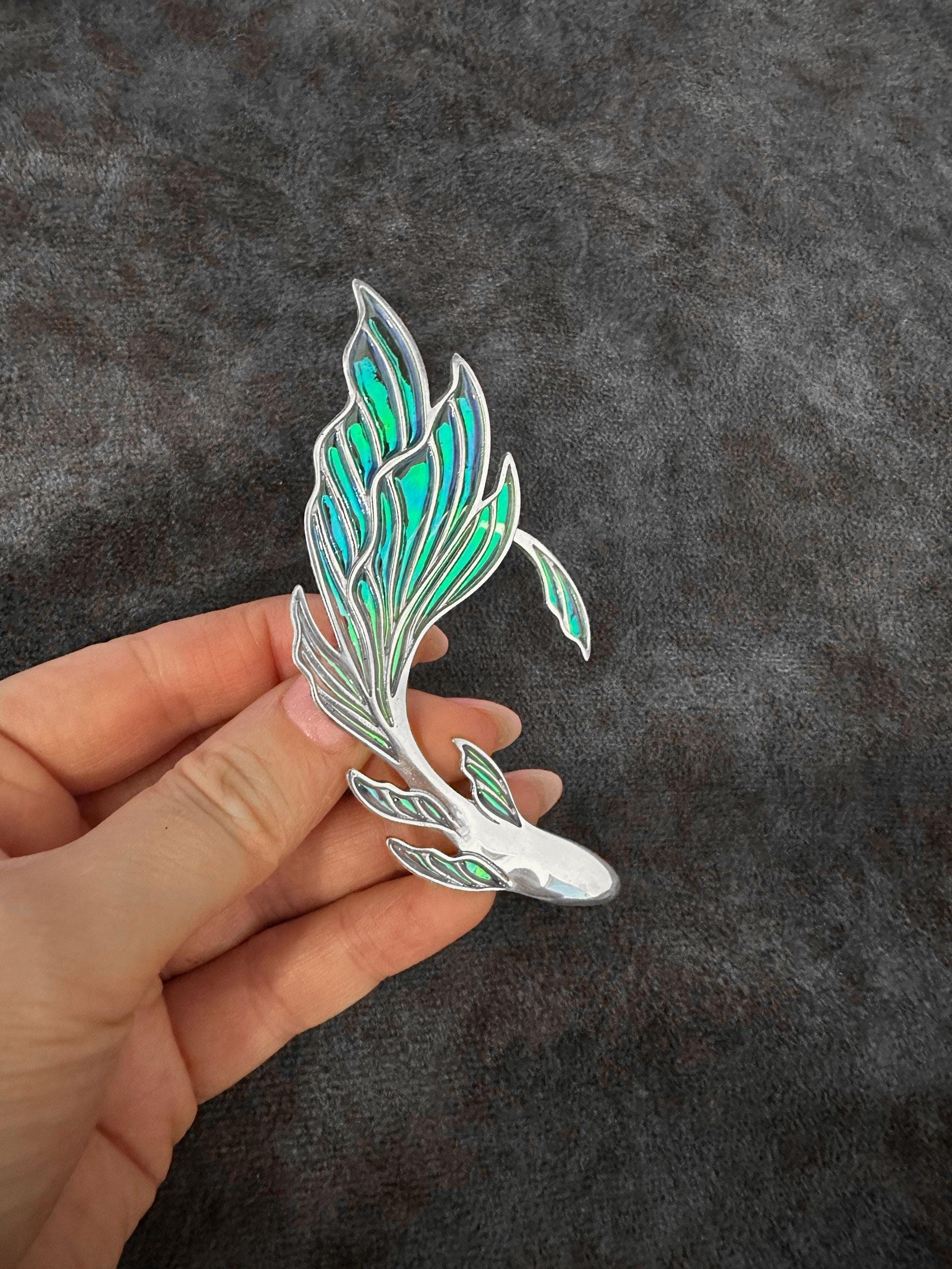 Sterling Silver Mermaid Ear Cuff: Iridescent Fantasy Fish Earrings - Etsy