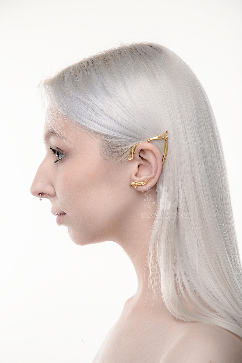 Gold Plated Sterling Silver Elf Ear Cuff: No Piercing Fantasy Earring ...