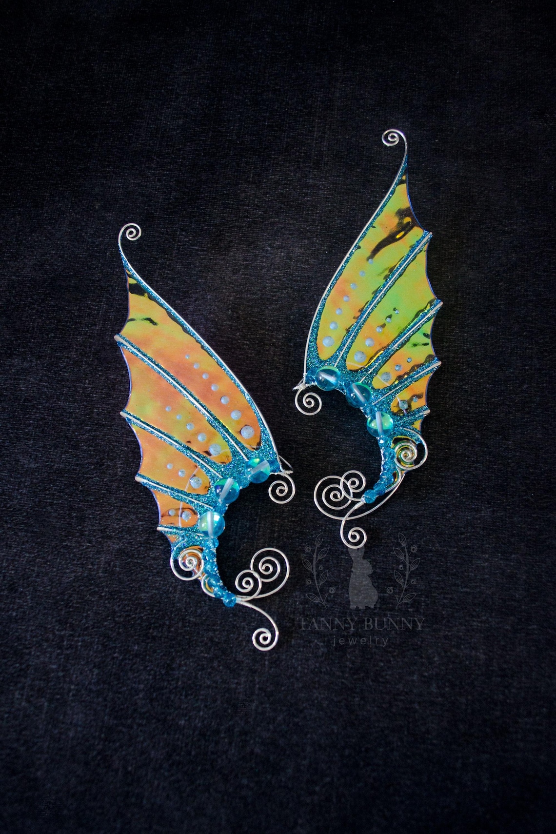 Iridescent Mermaid Ear Cuffs: Blue & Gold Fantasy Cosplay Jewelry, No ...