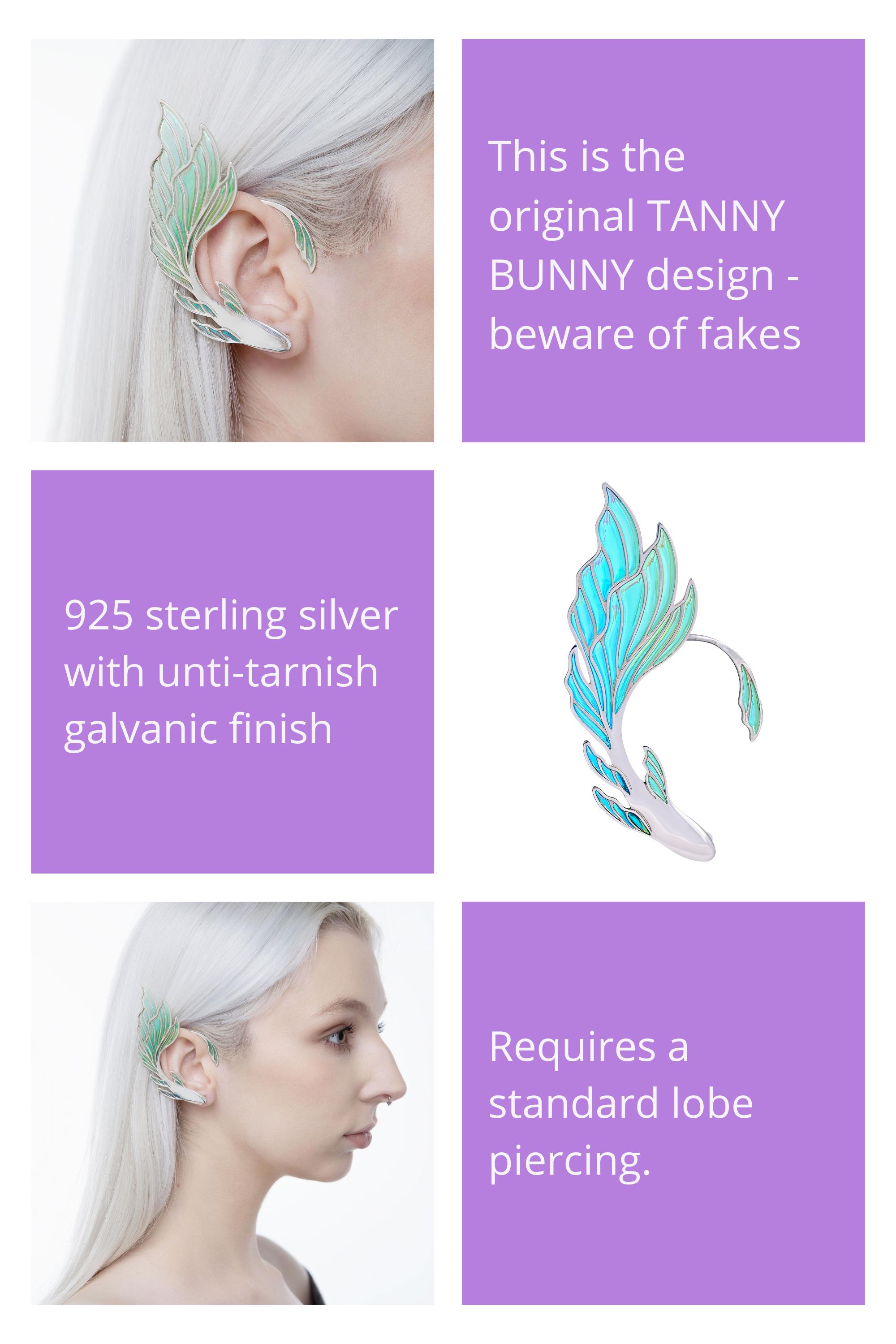Sterling Silver Mermaid Ear Cuff: Iridescent Fantasy Fish Earrings - Etsy