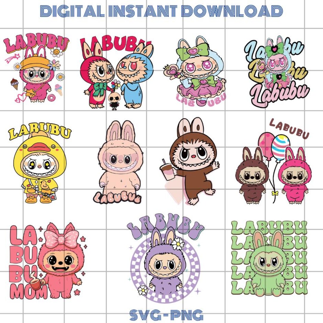 Cute Labubu Svg Bundle, Labubu Characters Png, Funny Labubu Digital ...