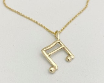 Gold Musical Note Pendant - Etsy