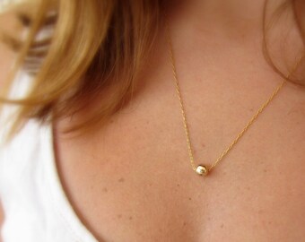 Silver necklace Small necklace One bead necklace Minimalist | Etsy
