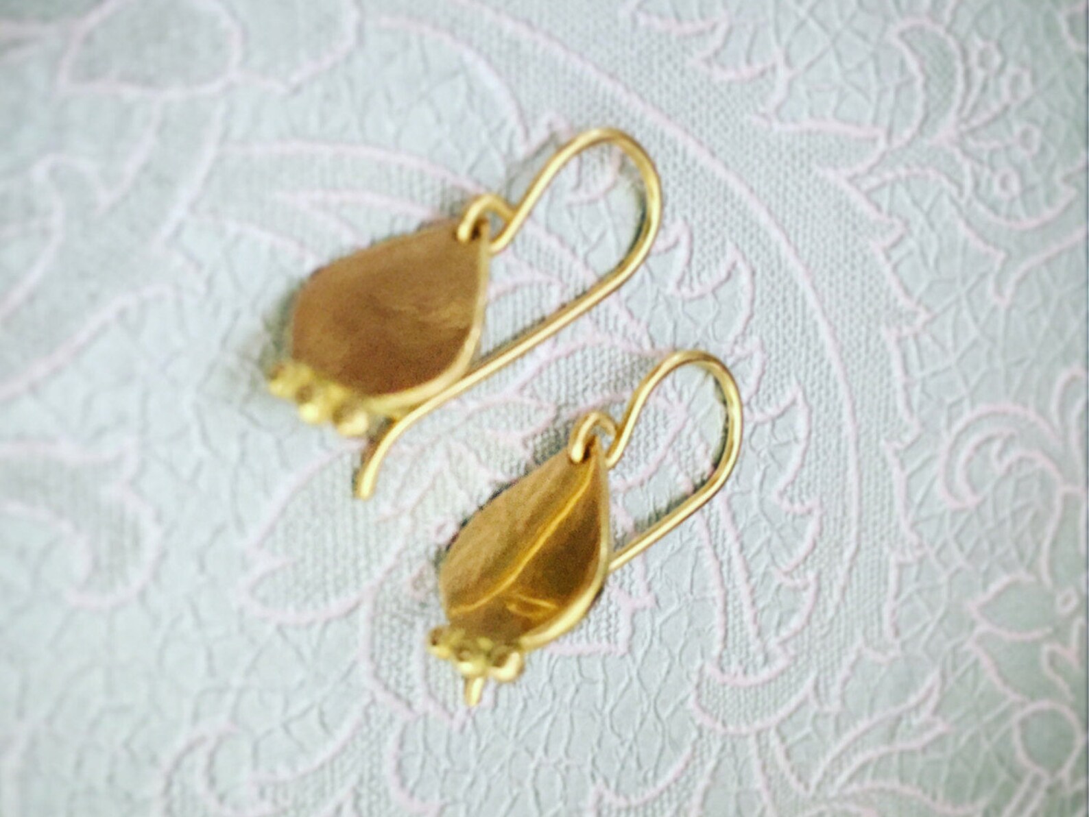 Drop Gold Earrings 14k Gold Earrings Solid Gold Earrings | Etsy
