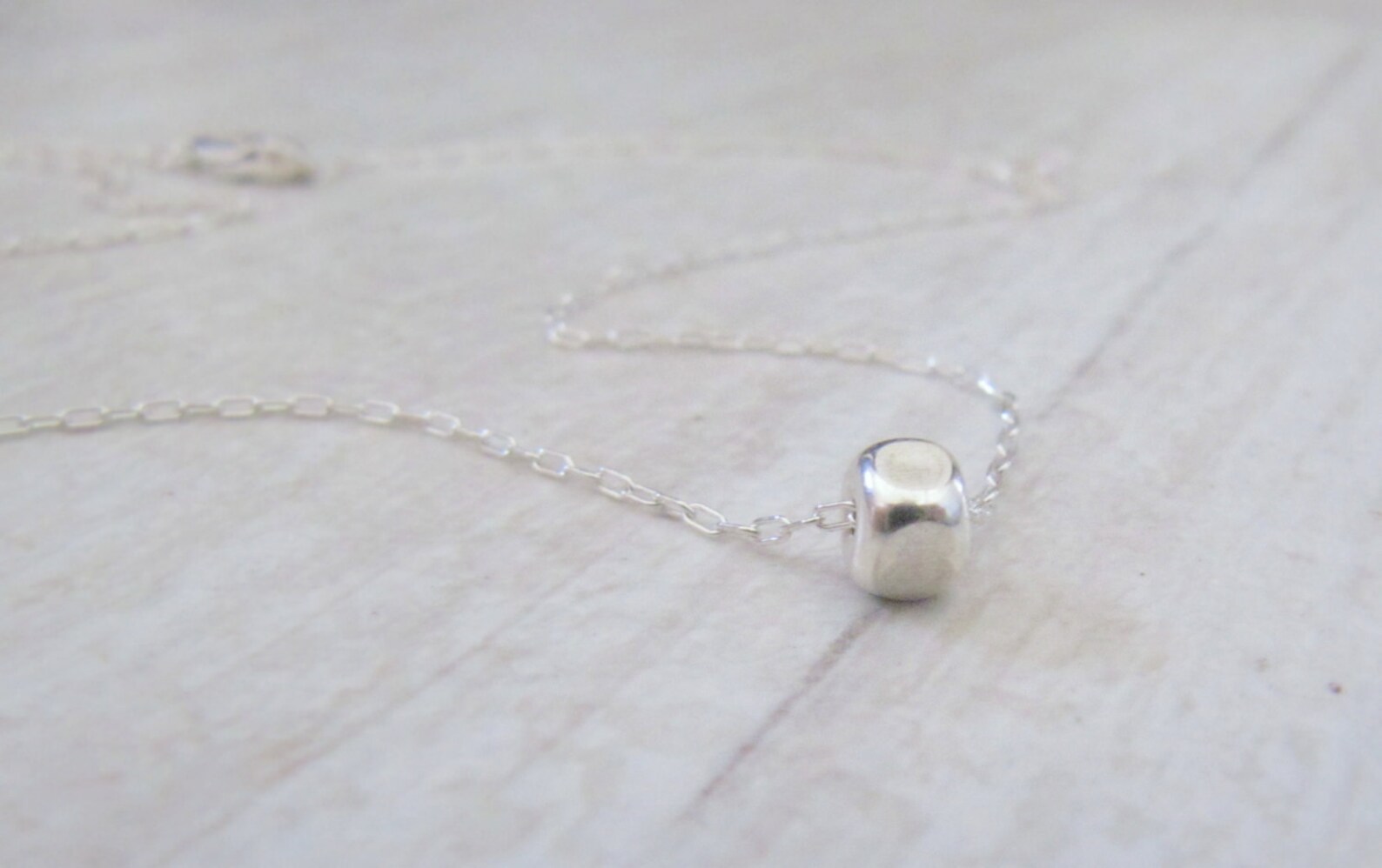 Silver Necklace Small Necklace One Bead Necklace Minimalist - Etsy