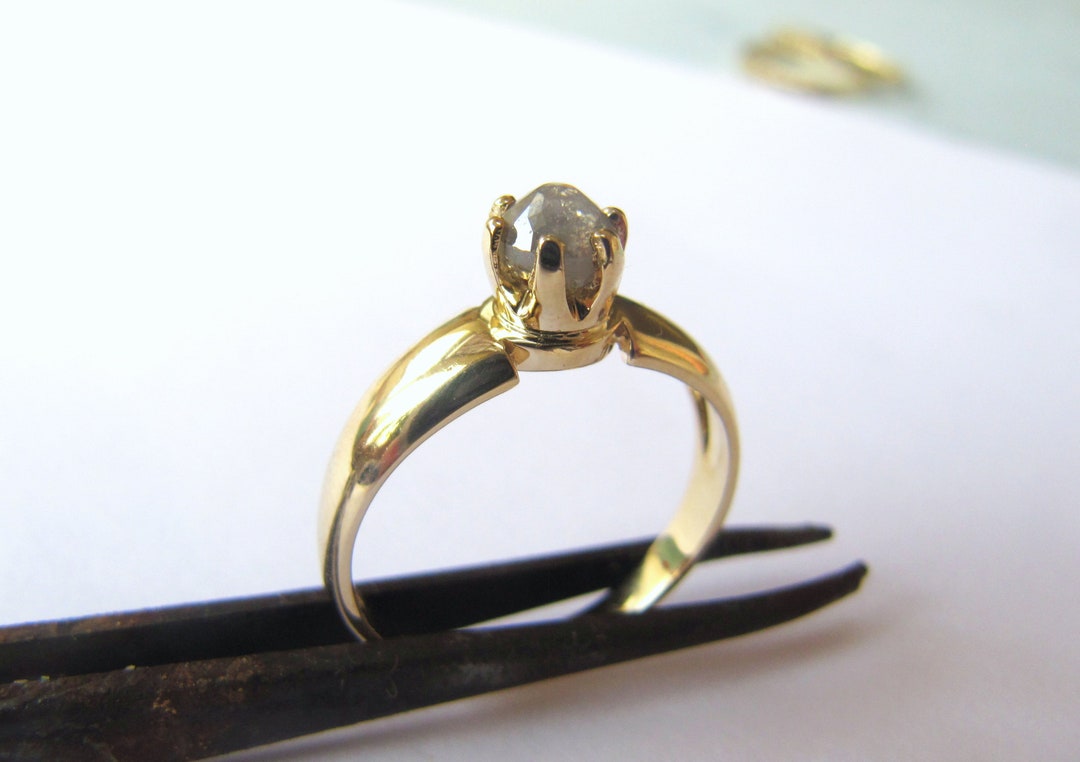 Raw Diamond Ring, Diamond Engagement Ring, Gold Rings Women, Grey ...