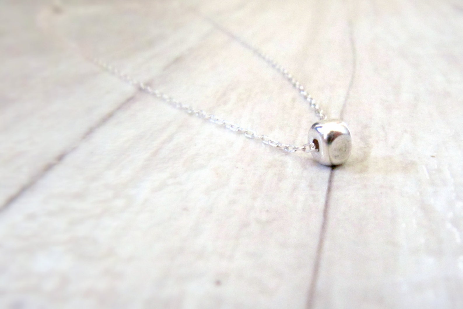Silver Necklace Small Necklace One Bead Necklace Minimalist | Etsy