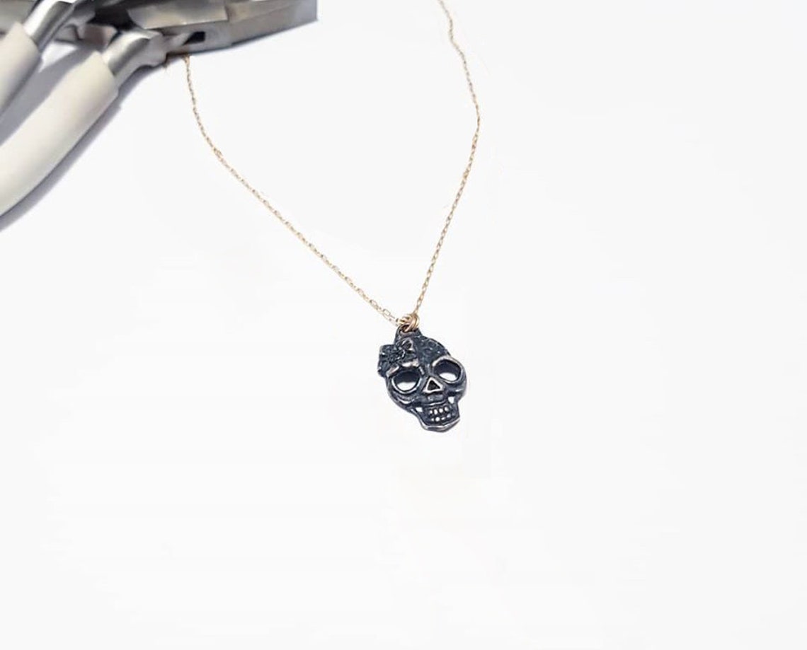 Skull Necklace, Sugar Skull Necklace, Pendant Necklace, Layered ...