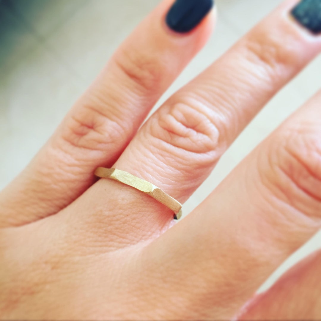Stacked Wedding Ring, Faceted Wedding Band, Wedding Band, Solid Gold ...