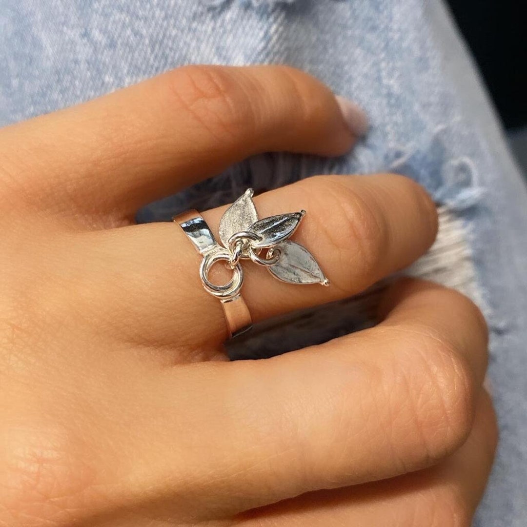 Silver Charm Ring, Dangle Ring, Silver Ring for Women, Boho Silver Ring ...