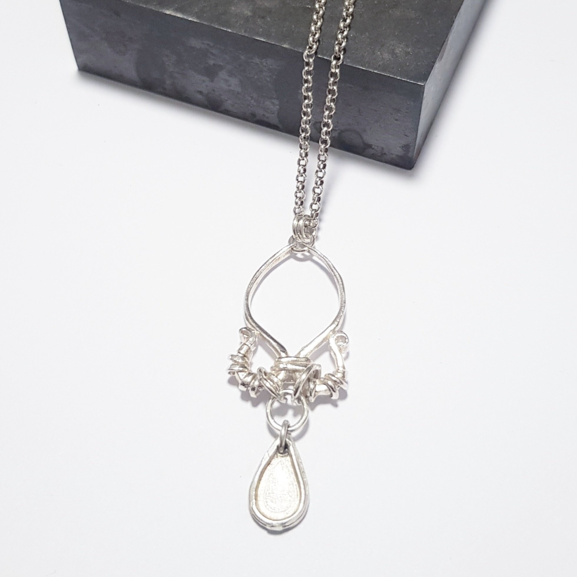 Layered Necklace Silver Necklace Drop Necklace Silver | Etsy