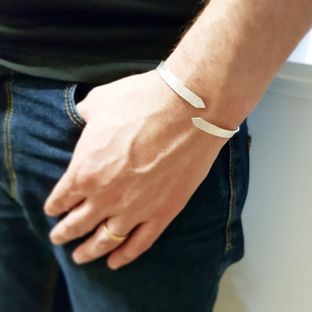 Silver Cuff for Men, Men's Bracelet, Bangle for Men, Rustic Bracelet ...