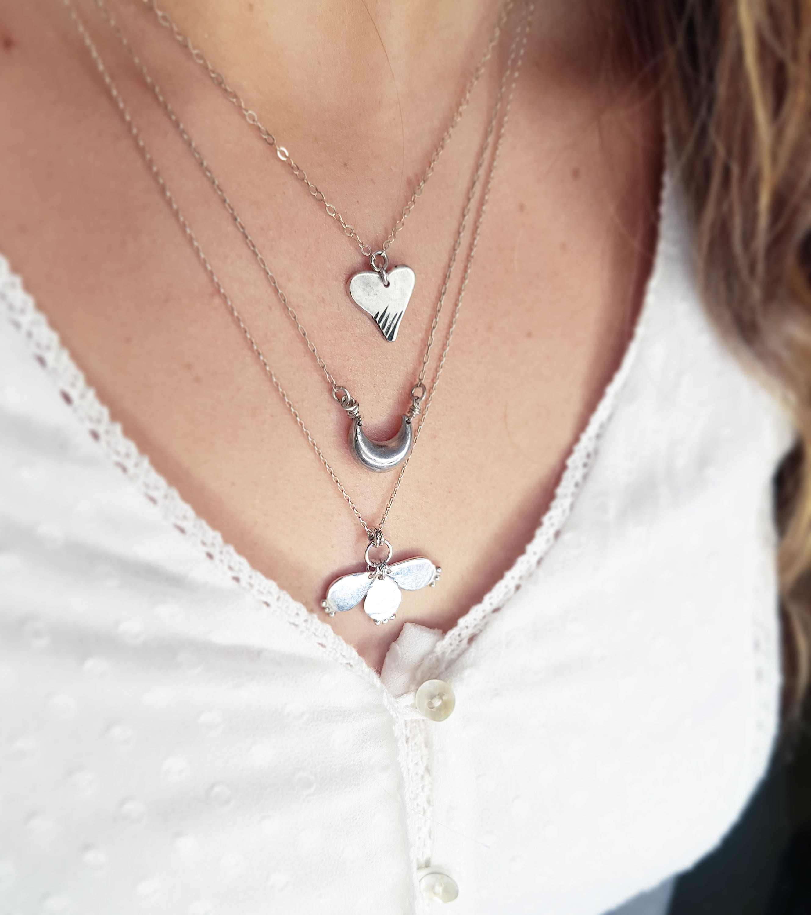 Layered Necklace Sterling Silver Necklace Silver Necklace - Etsy Israel