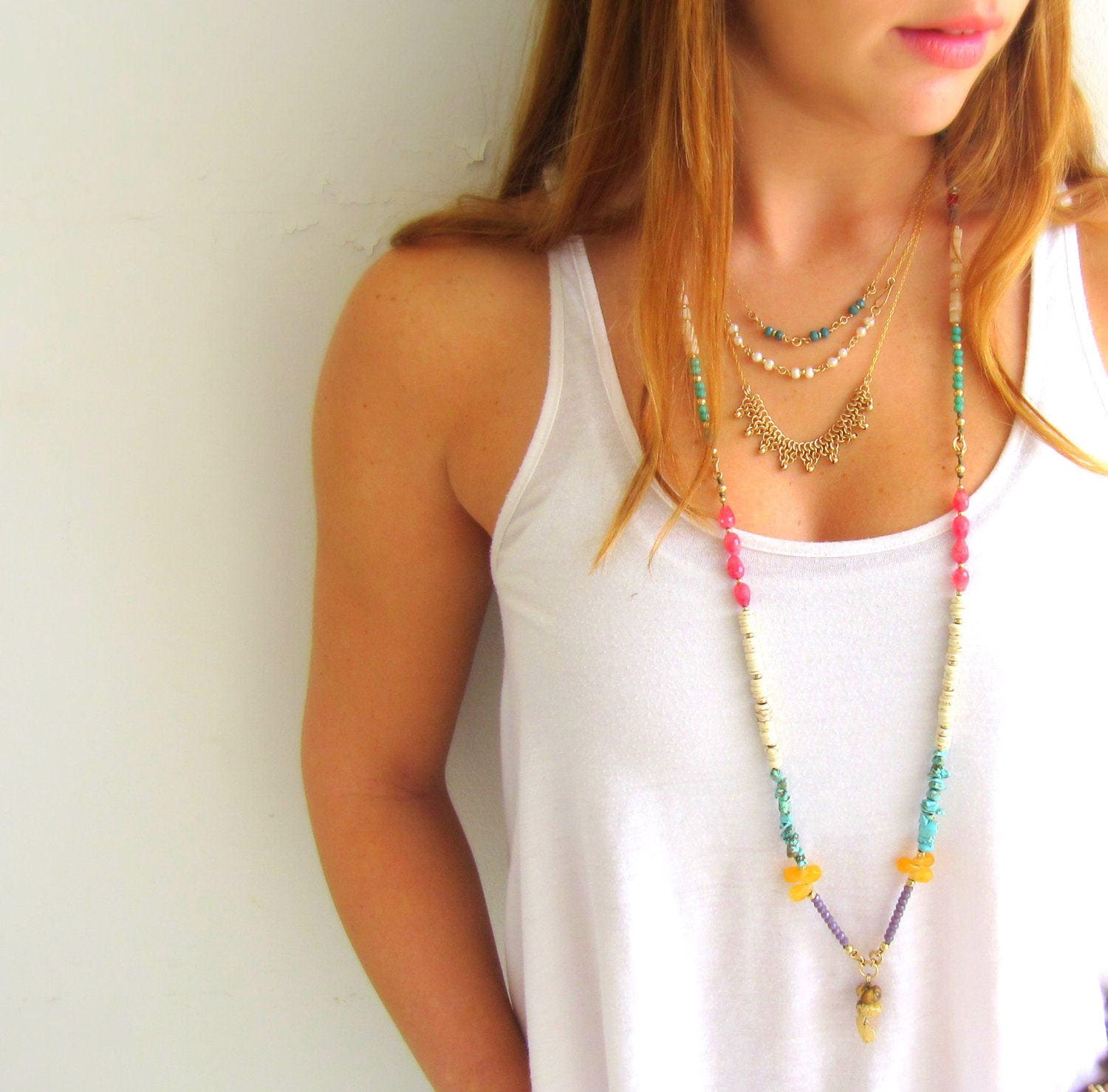 Multi Stone Necklace Colorful Necklace Multi Color Necklace - Etsy Israel