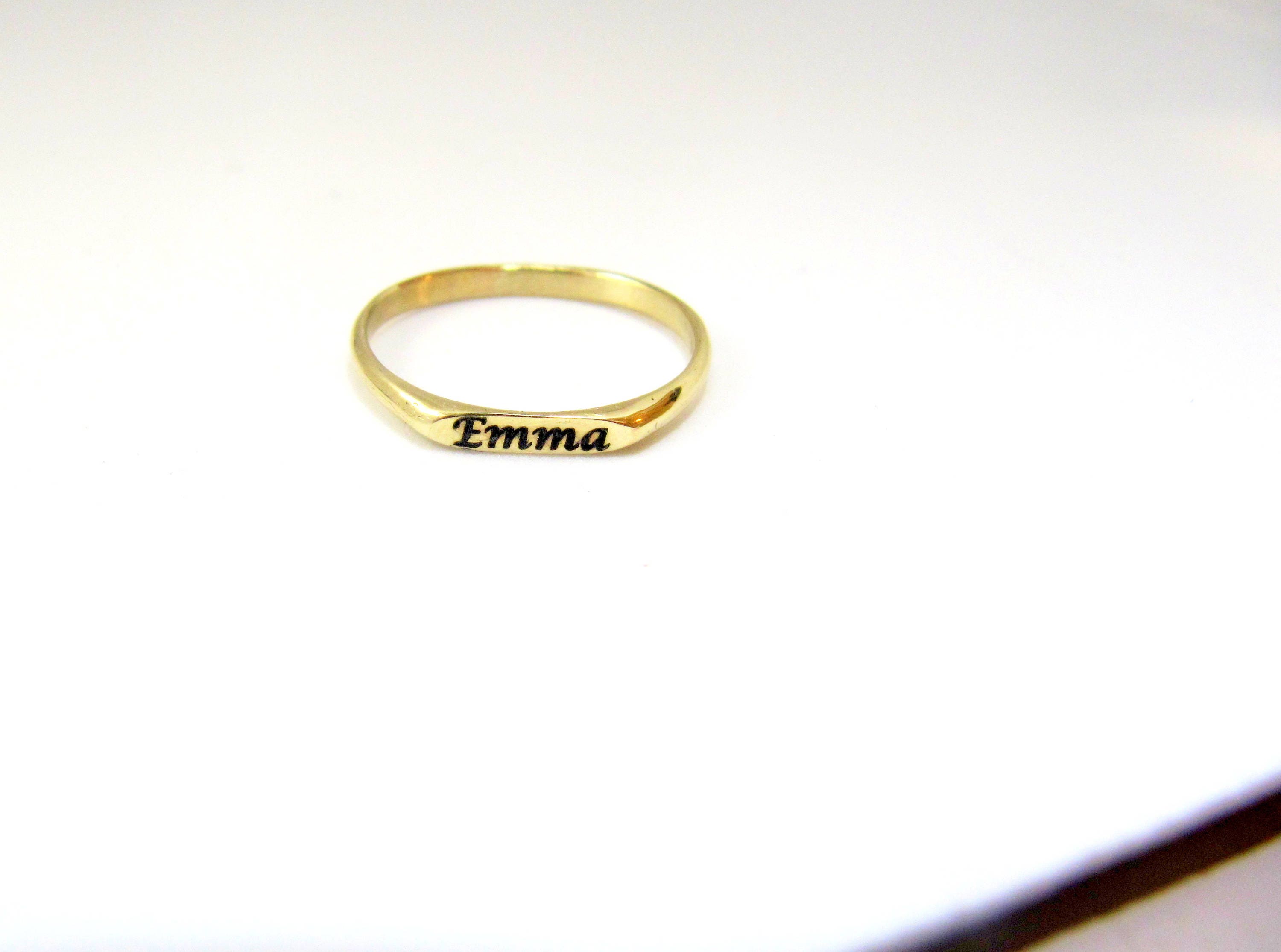 Stacked Name Ring Gold Signet Ring Solid Gold Ring Signet | Etsy