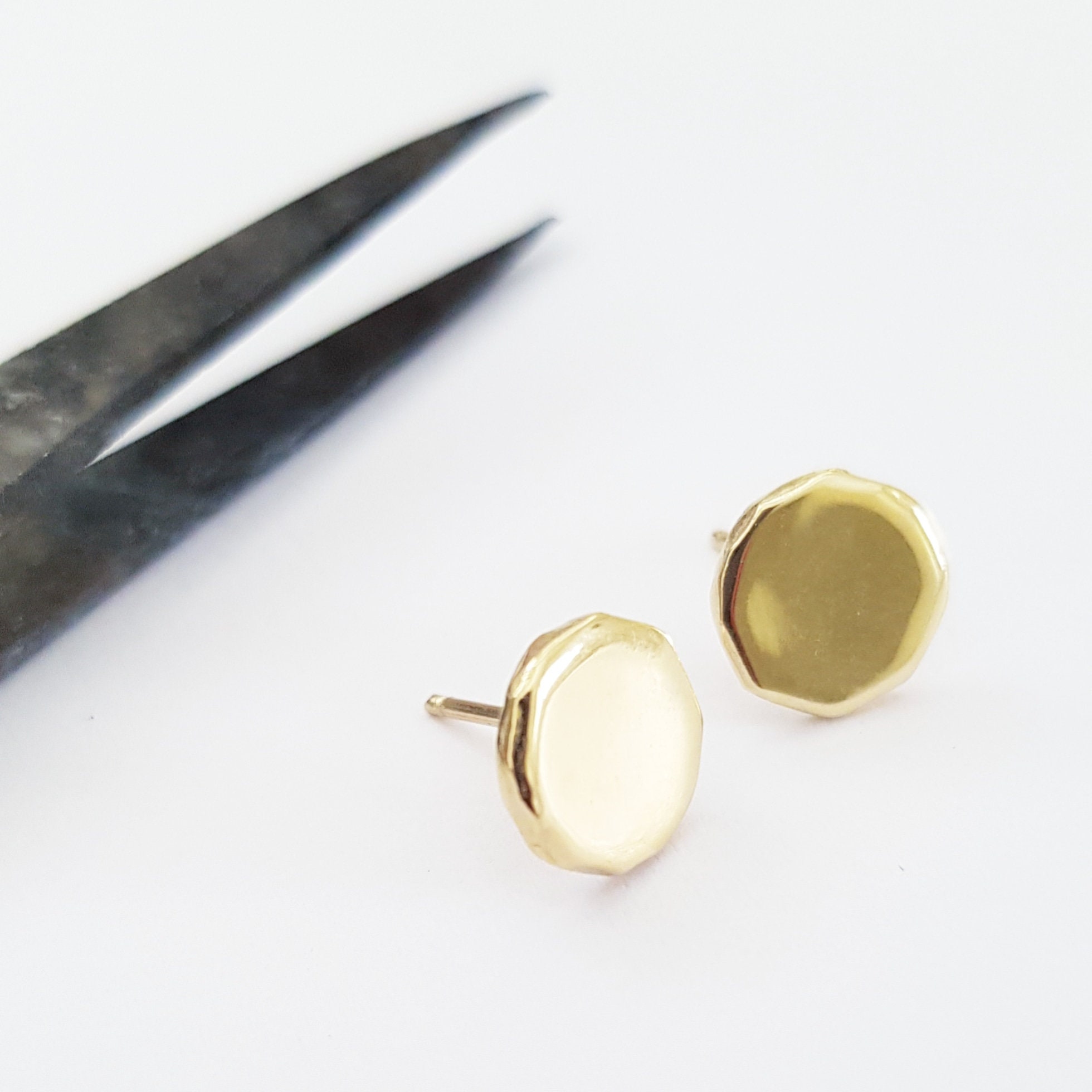 Gold post earrings Solid gold earrings Gold Studs 14k gold | Etsy