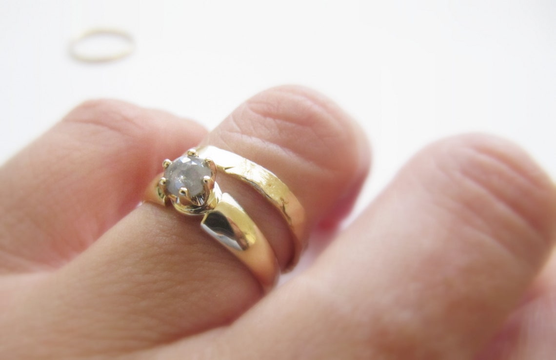 Raw diamond ring Diamond engagement ring Gold rings women | Etsy