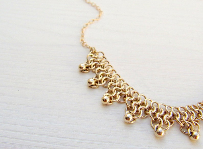 Gold Chainmail Necklace, Gold Filled Necklace, Boho Necklace, Byzantine ...