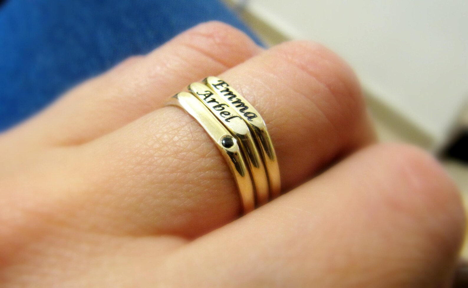 Solid gold ring set Gold rings Signet rings Stacked gold | Etsy