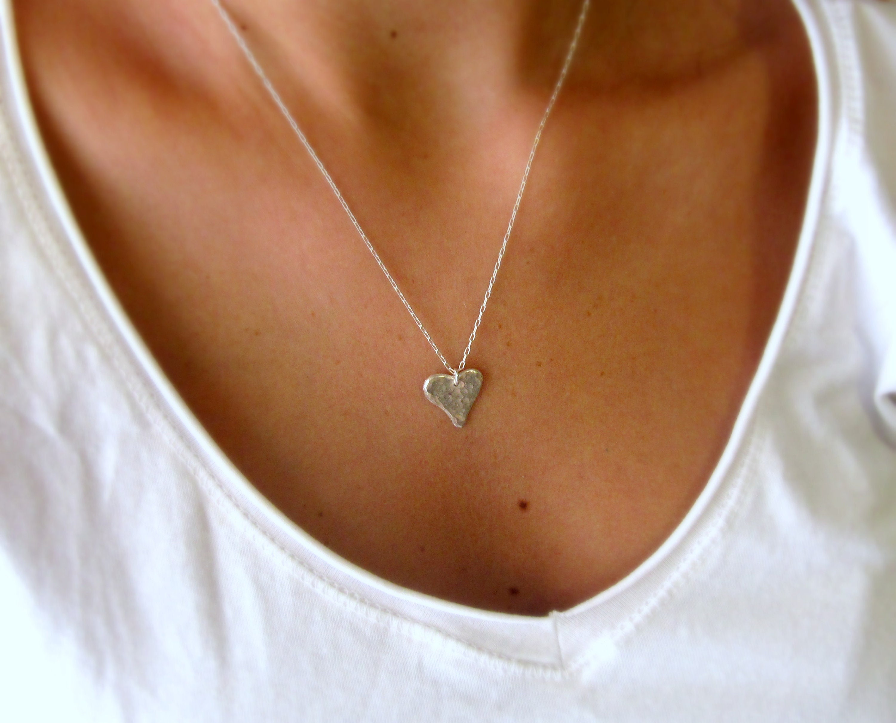 Layered necklace Heart necklace Sterling silver necklace | Etsy