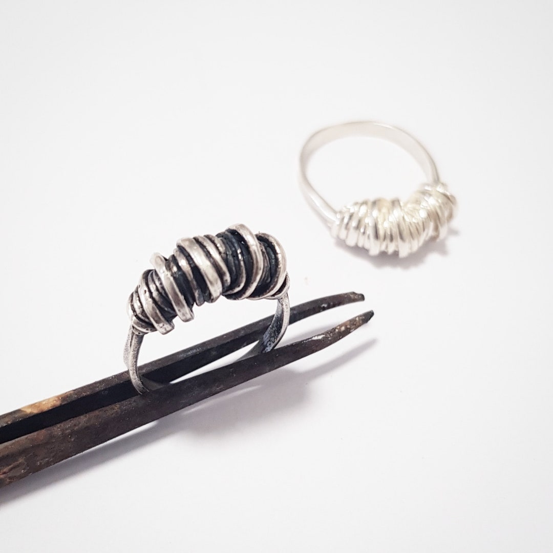 Silver Ring, Wrapped Wire Ring, Stacked Ring, Wrapped Ring, Silver Ring ...