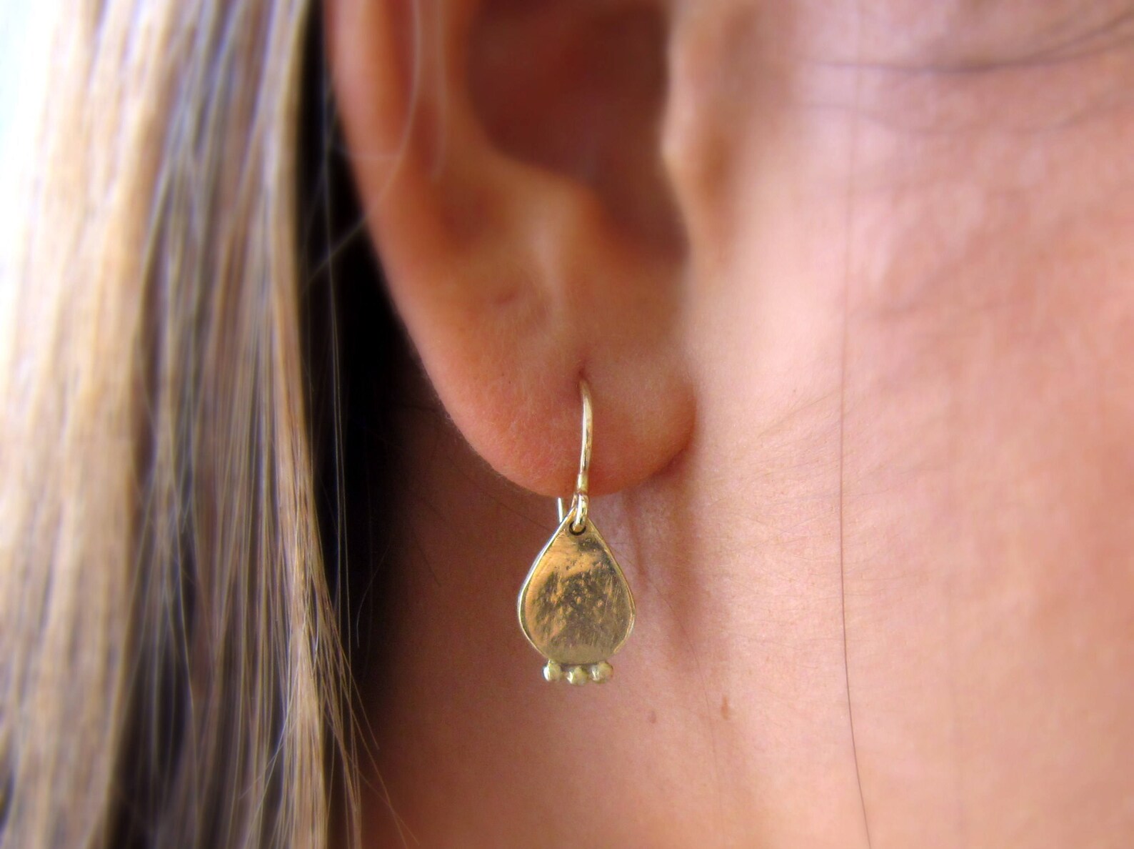 Drop Gold Earrings 14k Gold Earrings Solid Gold Earrings | Etsy